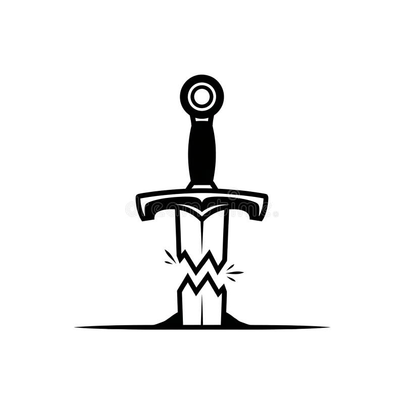 Graphic Broken Sword with Cracks on a White Background Stock ...