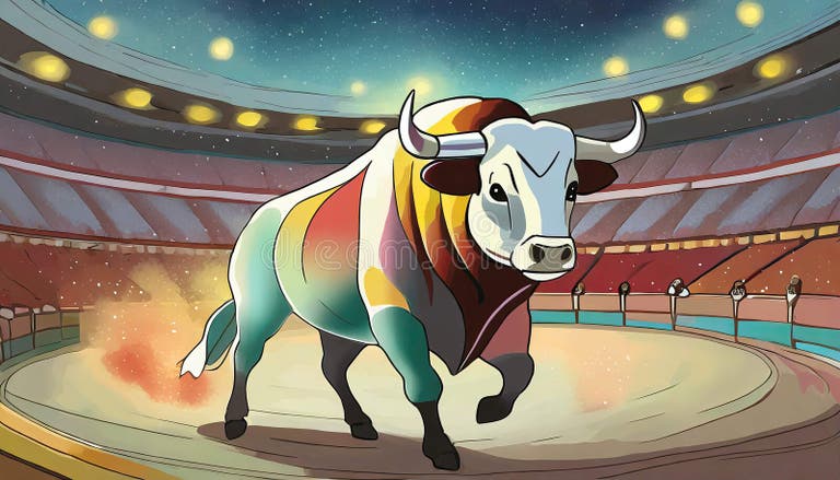 A Graphic Bull in a Bullring Stock Illustration - Illustration of ...