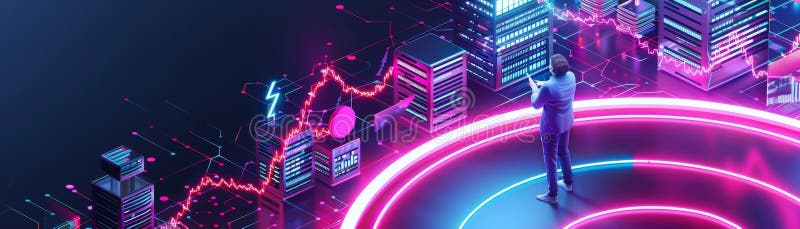 Graphic of Business Professional Analyzing a 3D Model of Data Graphs ...