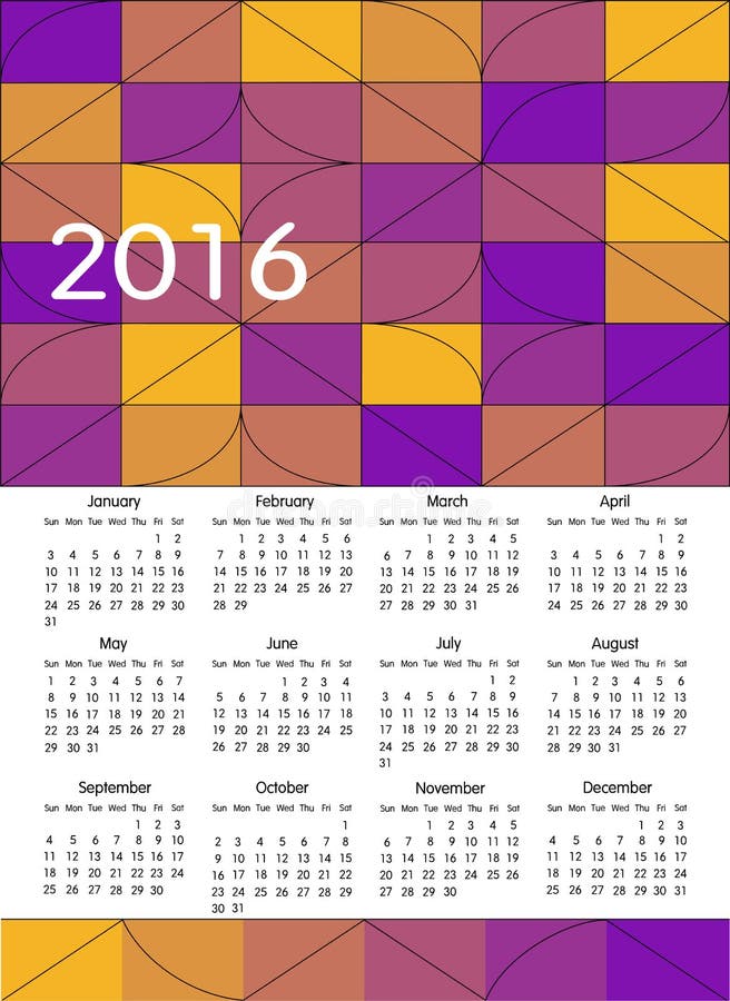 Graphic calendar 2016 stock vector. Illustration of july - 63428762
