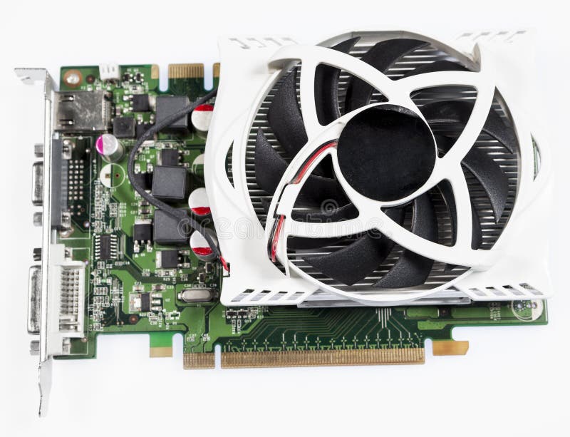 Graphic Card with Large Cooler, Top View, White Background Stock Image ...
