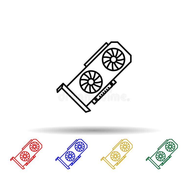 Graphic Card Multi Color Style Icon. Simple Thin Line, Outline Vector of Computer Parts Icons ...