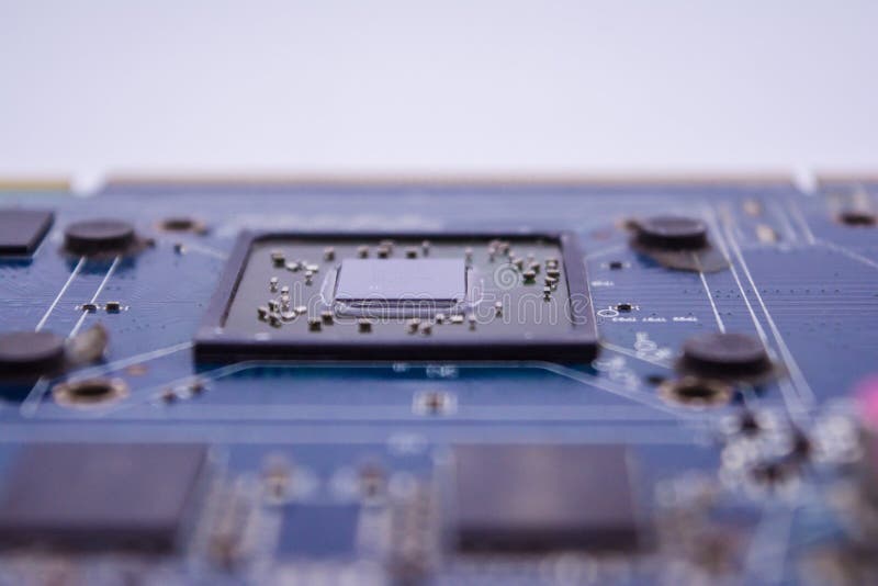 Graphic Card Processors. Macro View of a Futuristic Electronic Circuit ...