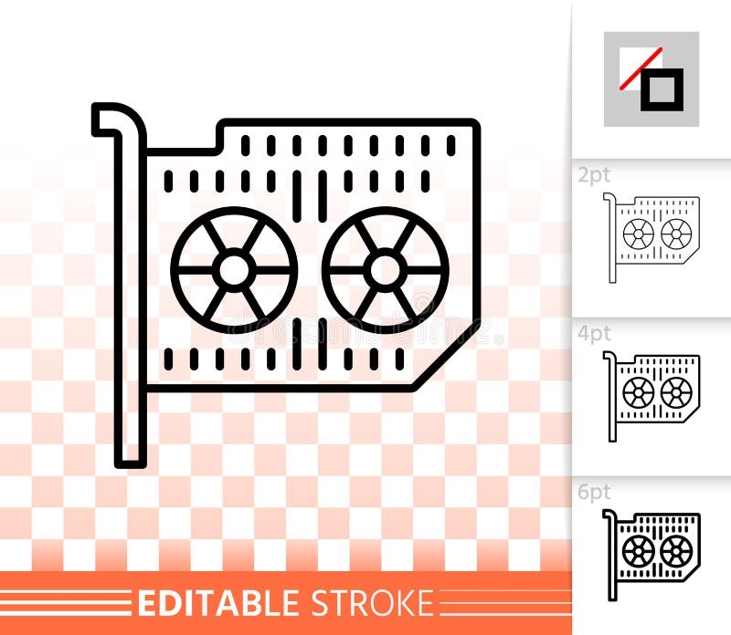 Graphic Card Simple Black Line Vector Icon Stock Vector - Illustration ...