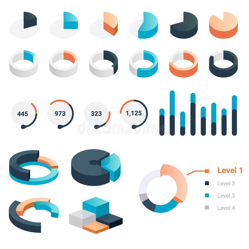 Infographics Chart Set. Charts Result Graphs Icons Statistics Financial ...