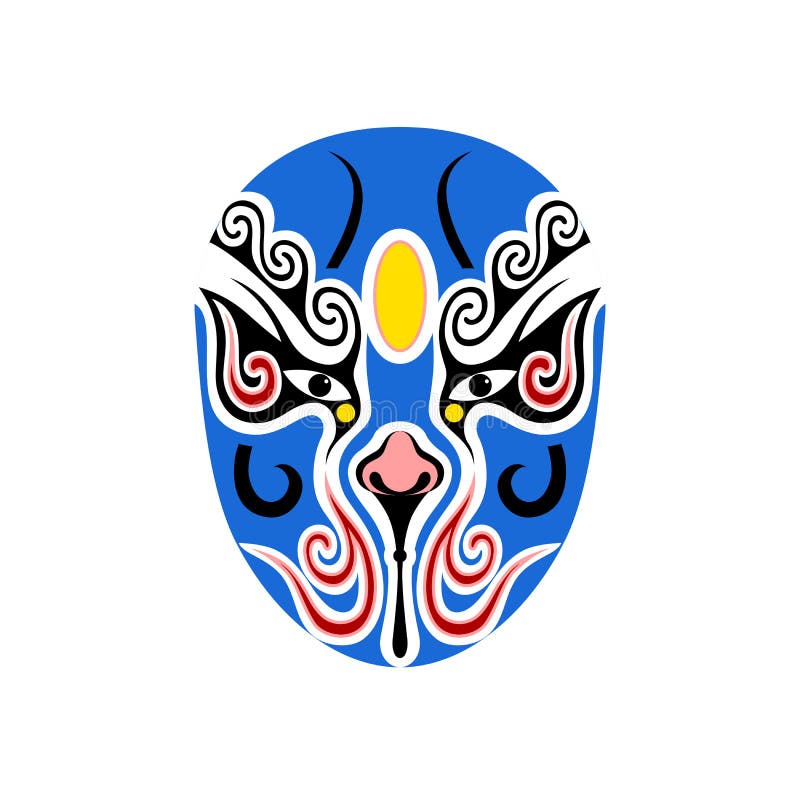 Graphic Chinese opera mask stock vector. Illustration of screen - 258384484