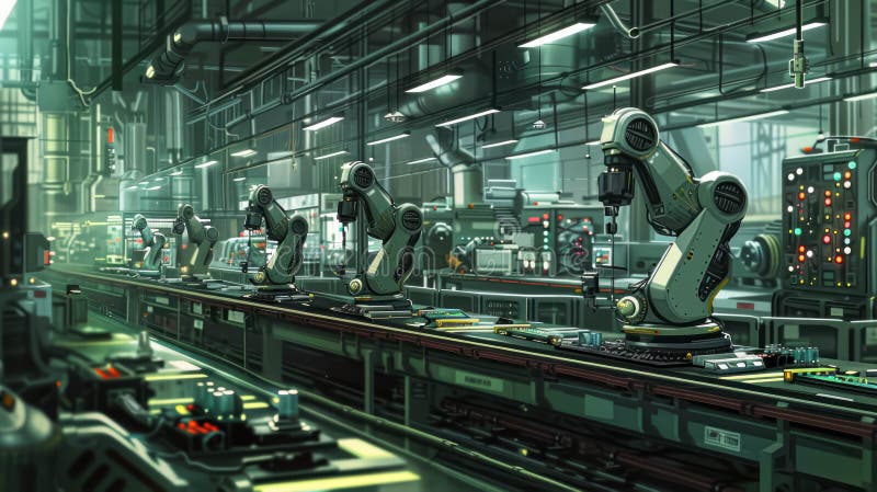 Graphic Chip Assembly in an Automated Factory Showcasing the Delicate ...