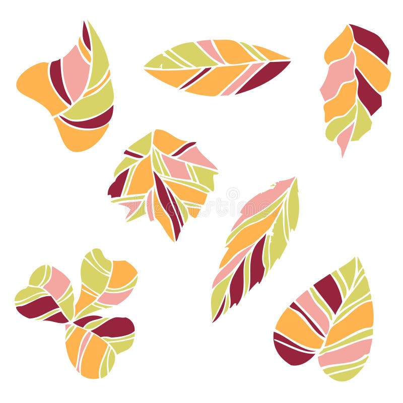 Graphic Colored Stylized Leaves Stock Vector - Illustration of ...
