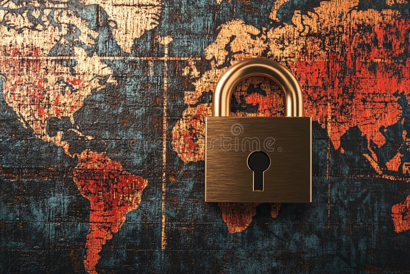 Graphic Concept of Digital Lock on the Background of the Global ...