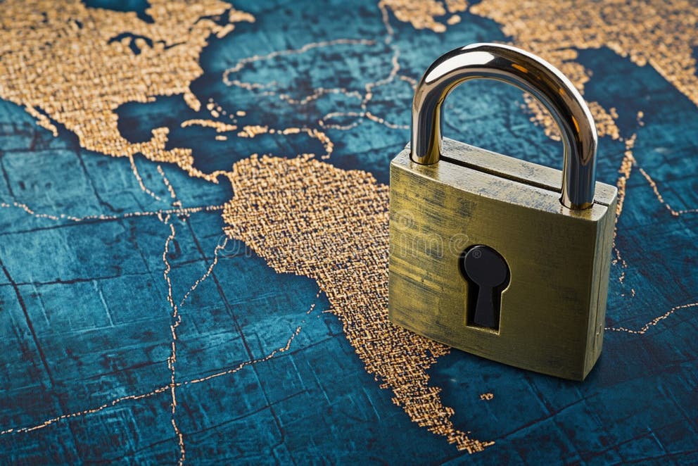 Graphic Concept of Digital Lock on the Background of the Global ...