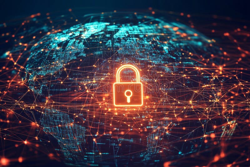 Graphic Concept of Digital Lock on the Background of the Global ...