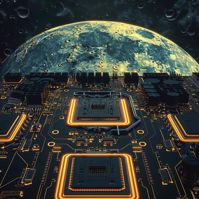 Graphic of Conceptual Art of Scientific Data Visualization on a Moonlit ...