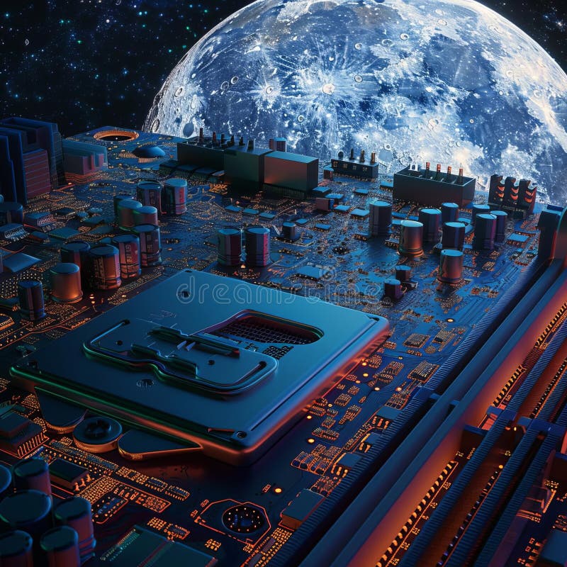 Graphic of Conceptual Art of Scientific Data Visualization on a Moonlit ...