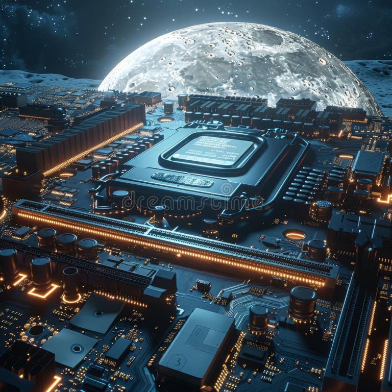 Graphic of Conceptual Art of Scientific Data Visualization on a Moonlit ...