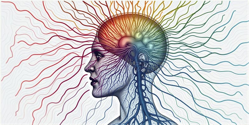 Graphic Conceptual Illustration of the Nervous System in Humans with ...