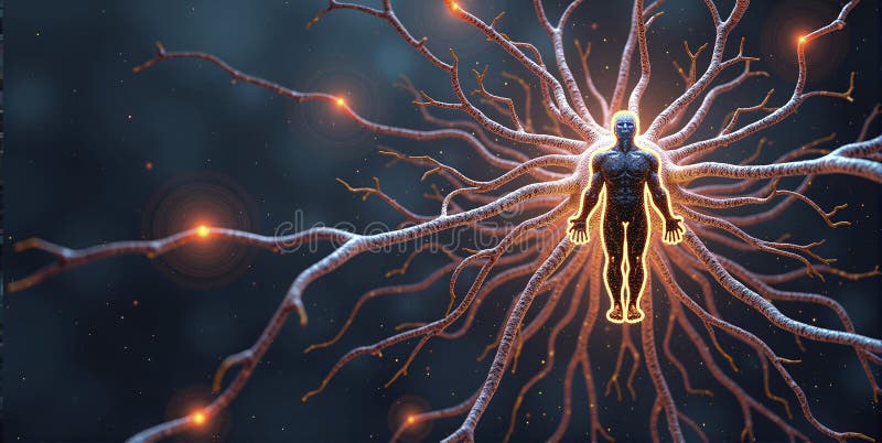 Graphic Conceptual Illustration of the Nervous System in Humans with ...