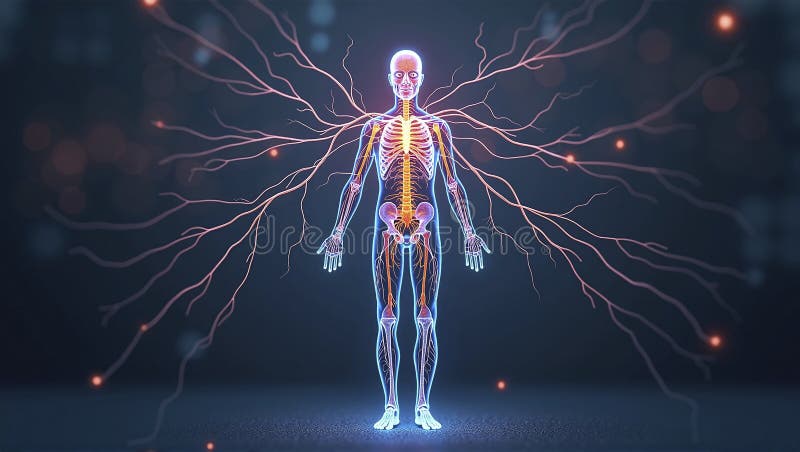 Graphic Conceptual Illustration of the Nervous System in Humans with ...