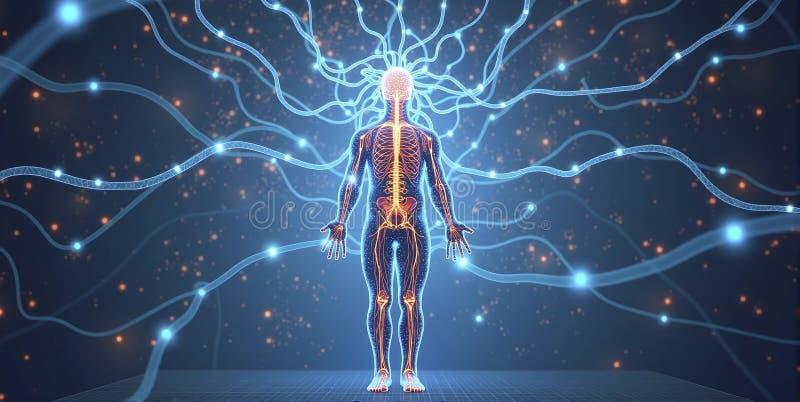 Graphic Conceptual Illustration of the Nervous System in Humans with ...