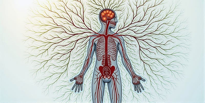 Graphic Conceptual Illustration of the Nervous System in Humans with ...