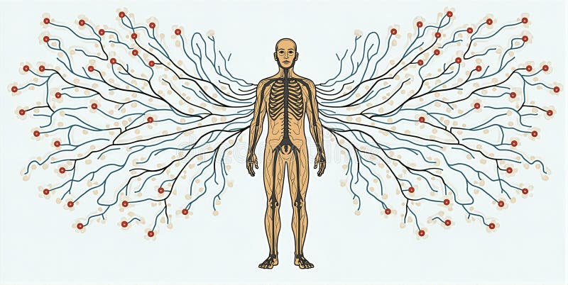 Graphic Conceptual Illustration of the Nervous System in Humans with ...