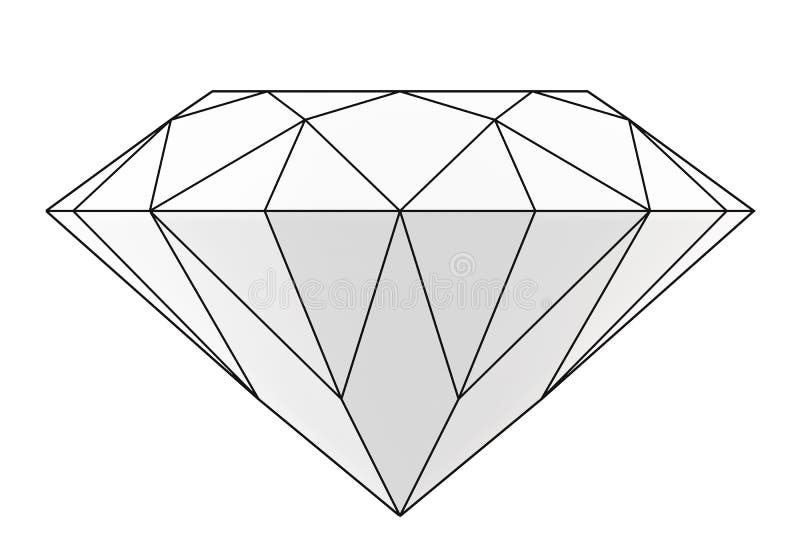 Graphic Contour Diamond Isolated on White, Simple Polygonal Brilliant ...