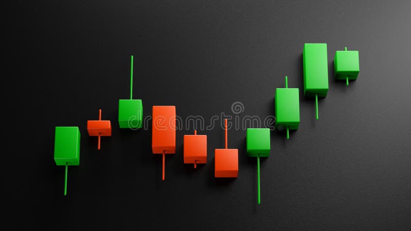 Graphic of 3D Candlestick in Stock Market, 3D Render Stock Illustration ...