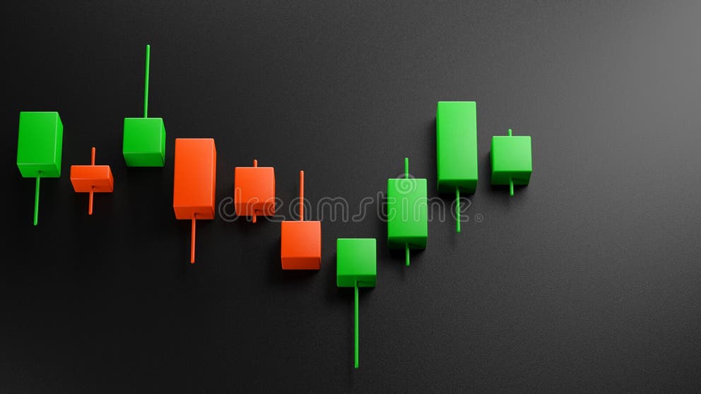 Graphic of 3D Candlestick in Stock Market, 3D Render Stock Illustration ...