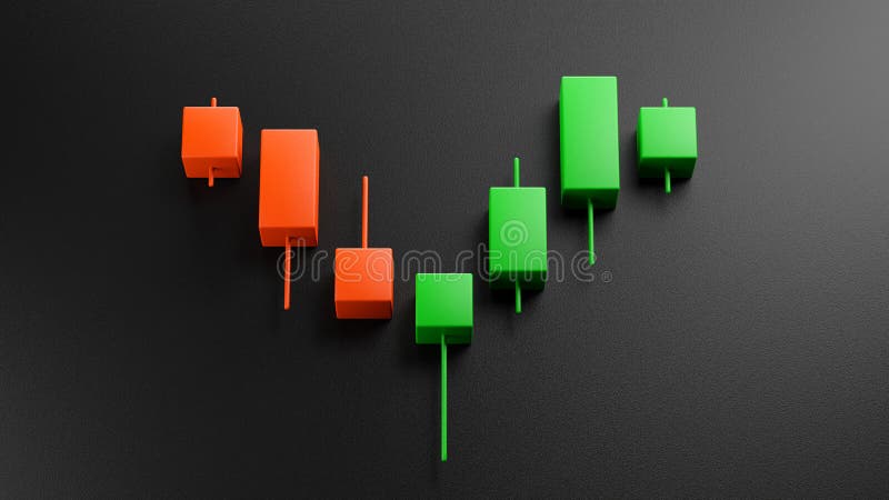 Graphic of 3D Candlestick in Stock Market, 3D Render Stock Illustration ...