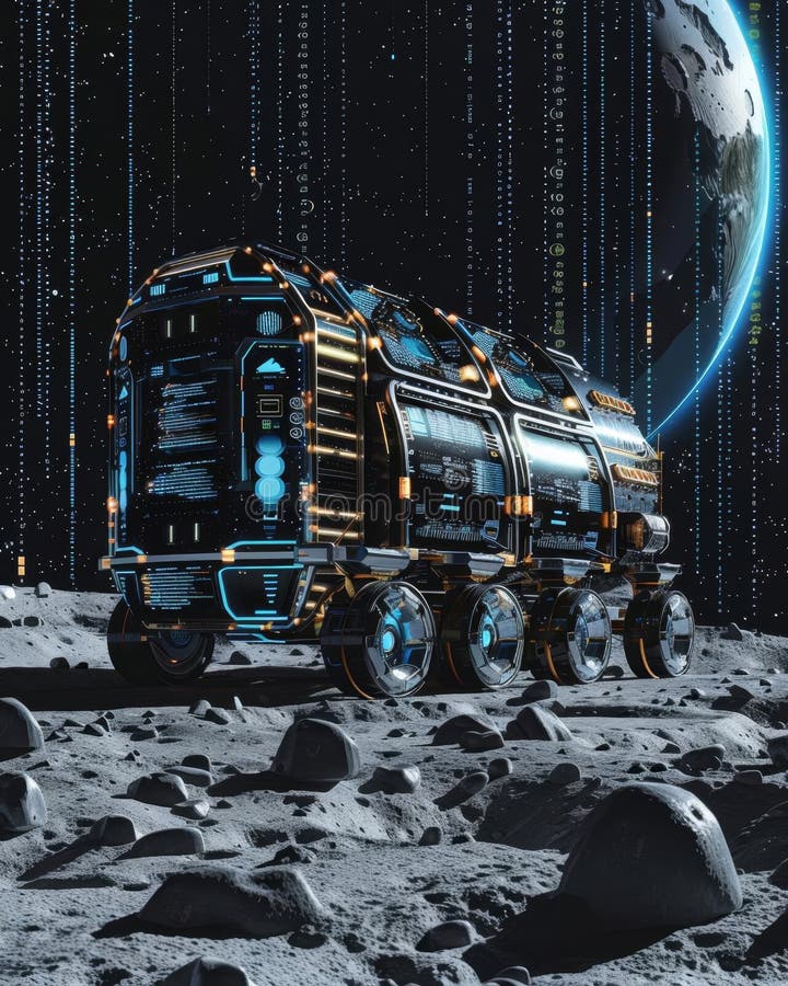 Graphic of 3D Model of Futuristic Transportation on the Lunar Surface ...