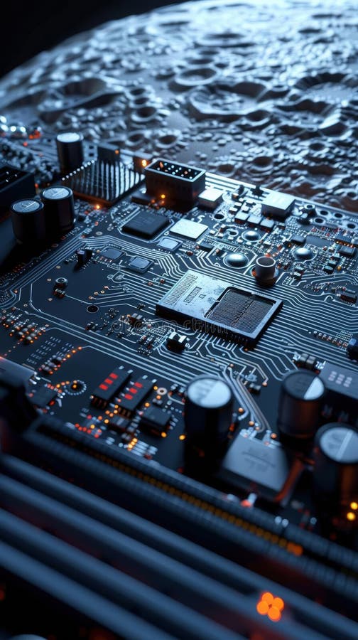 Graphic of 3D Render of an Advanced Data Graph on a Moonlit Electronic ...