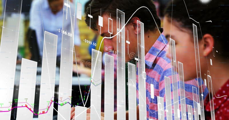 Graphic Data Over Young People on Digital Advice. Stock Footage - Video ...