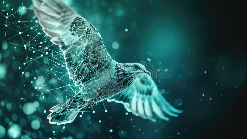 Illustration of a Digital Bird Symbolizing Connected Technology in ...