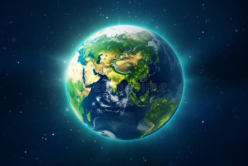 Graphic Depiction of the Earth Globe in a Vibrant Display Stock ...