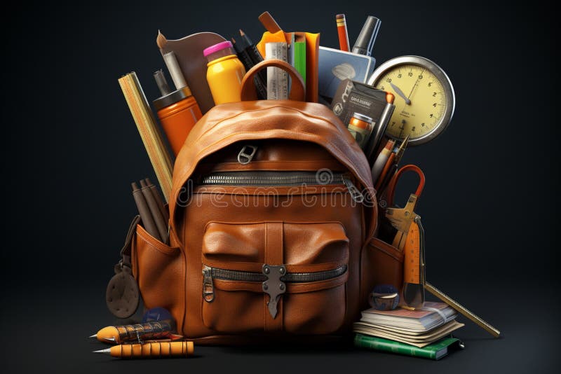 Graphic Depiction of a School Bag with Educational Tools Stock ...