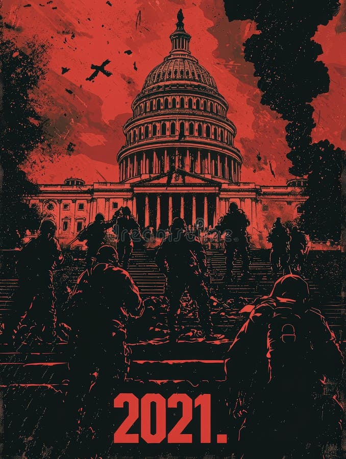 Graphic Depiction of Storming the Capitol Building in Washington D.C. during 2021 Unrest Stock ...