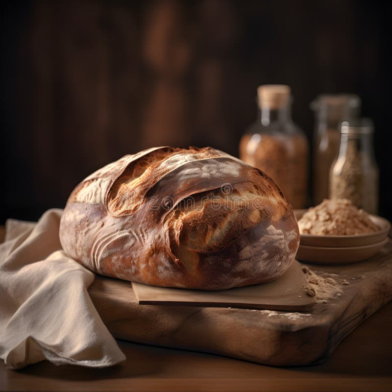 Slice of Bread on a Dark Background. the Bread Stands Out with Its ...