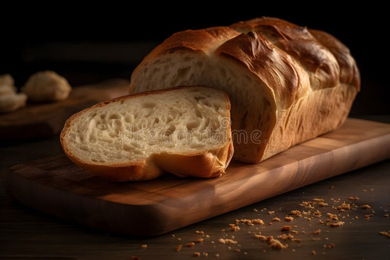Slice of Bread on a Dark Background. the Bread Stands Out with Its ...