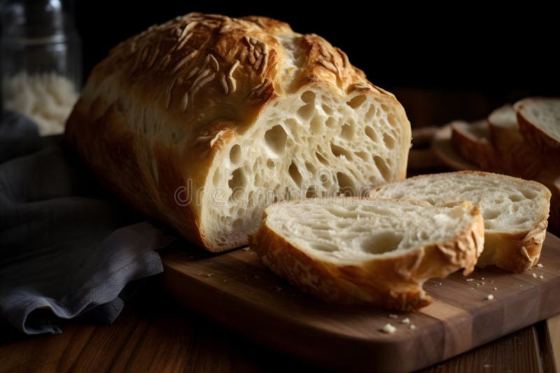 Slice of Bread on a Dark Background. the Bread Stands Out with Its ...