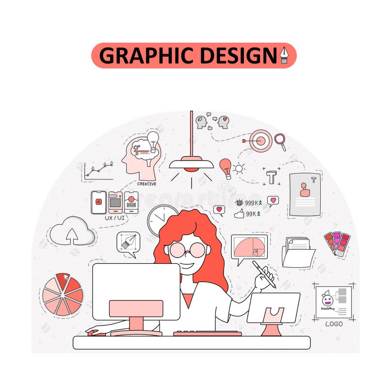 A Vector of Graphic Design Service Concept. Stock Vector - Illustration ...