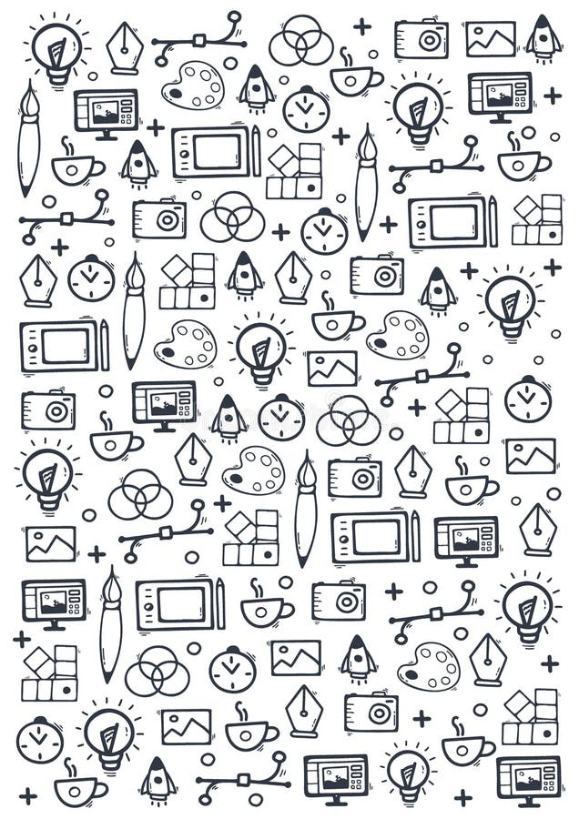 Graphic Design Background with Hand Draw Doodle Elements. Stock Vector ...
