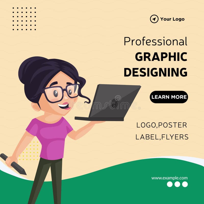 Banner Design of Professional Graphic Designing Stock Vector ...
