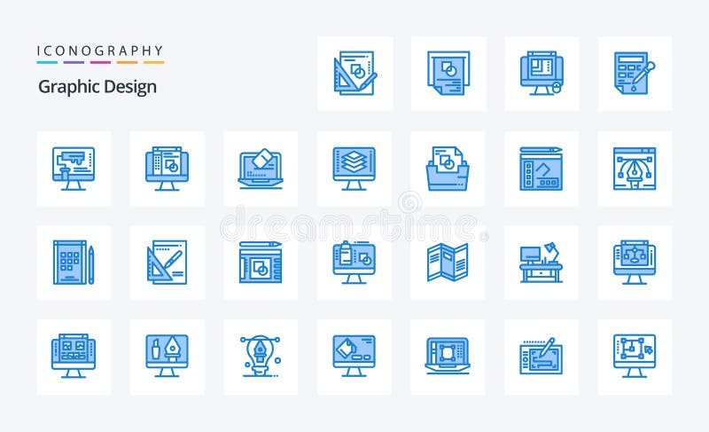 25 Graphic Design Blue Icon Pack Stock Vector - Illustration of code ...