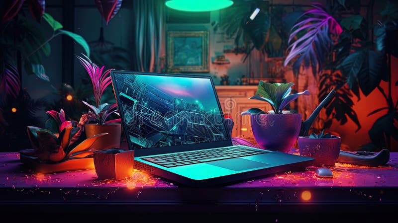 Graphic Design with Bright Neon Elements Stock Illustration ...