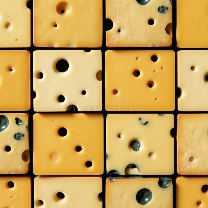 Graphic Design Cheese Pattern Showcasing Diverse Slices with Holes ...