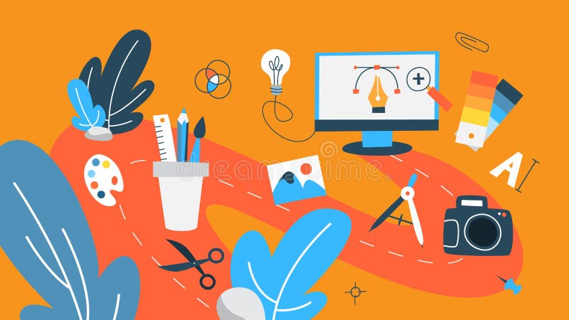 Graphic Design Concept. Idea of Digital Art Stock Vector - Illustration ...