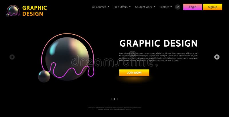 Graphic Design Courses Website Template Stock Vector - Illustration of ...