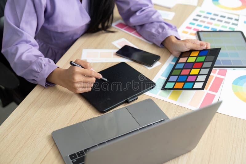 Graphic Design and Creative Process. a Designer Sketching Ideas on a ...