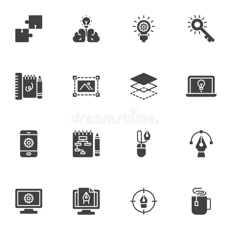 Graphic Design Creative Process Vector Icons Set Stock Vector ...