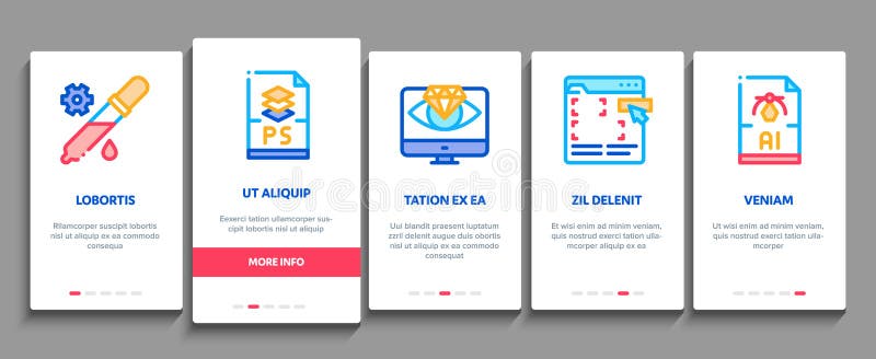 Graphic Design and Creativity Onboarding Elements Icons Set Vector ...