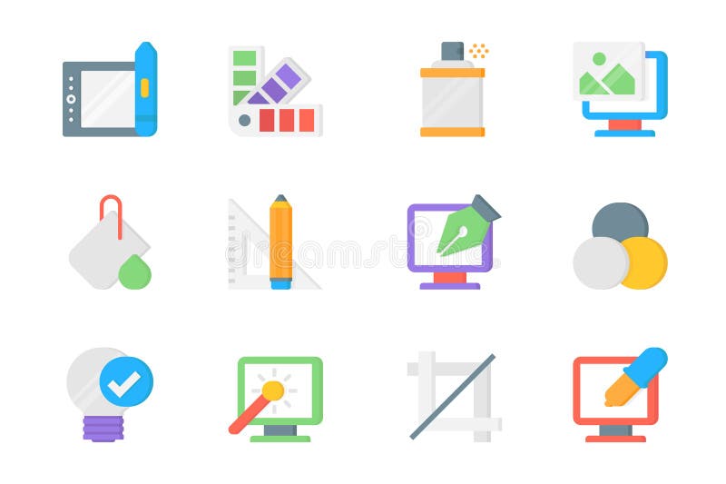 Graphic Design 3d Icons Set. Vector Elements for Mobile App and Web ...